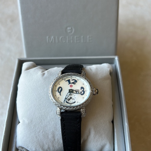 Michele | Accessories | Michele Mini Csx Blue Diamond Chronograph ...